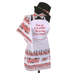 Set dezgatit mireasa 4 piese, model alb cu trandafiri, palarie neagra ...