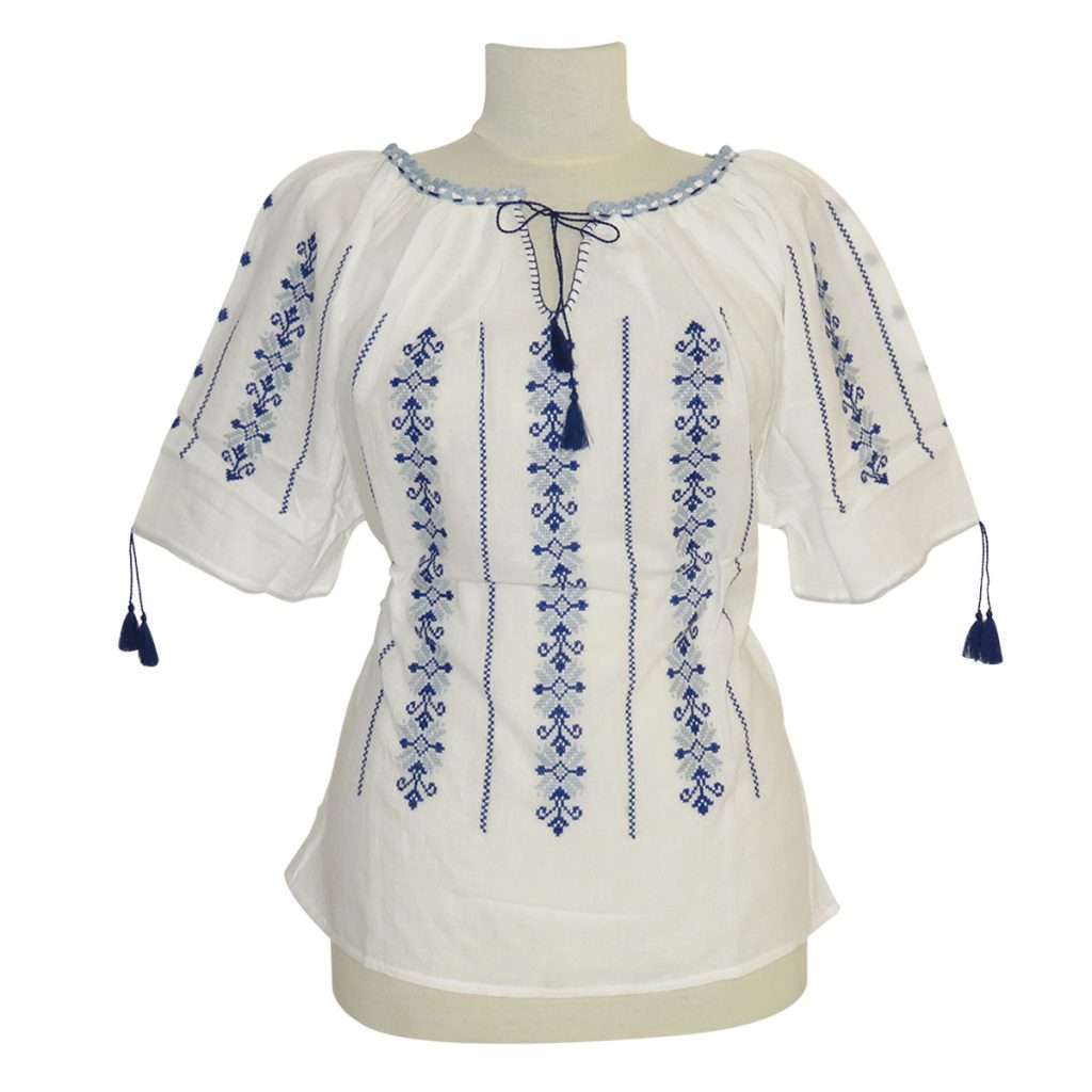 Ie romaneasca cu maneca scurta, bumbac 100%, brodata cu motive ...