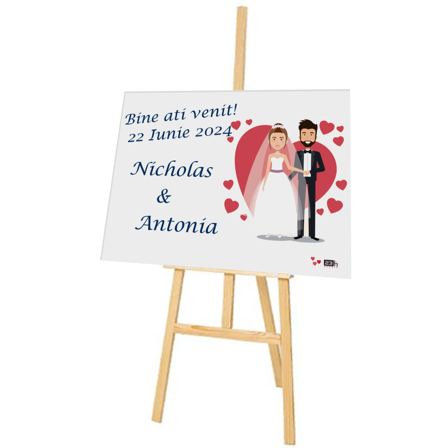 Tablou Bine ati venit! la nunta, dim. 400x300 mm, animatie miri ...