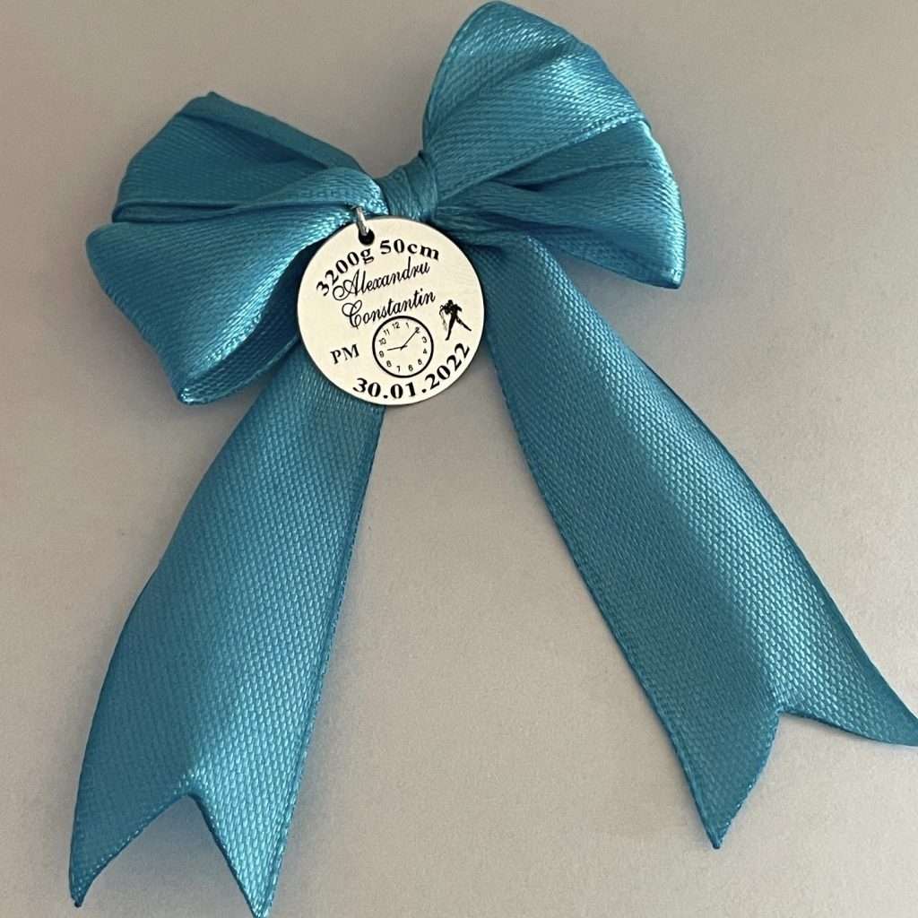 Banut mot argint 925, diametru 16mm, personalizat prin gravare ...