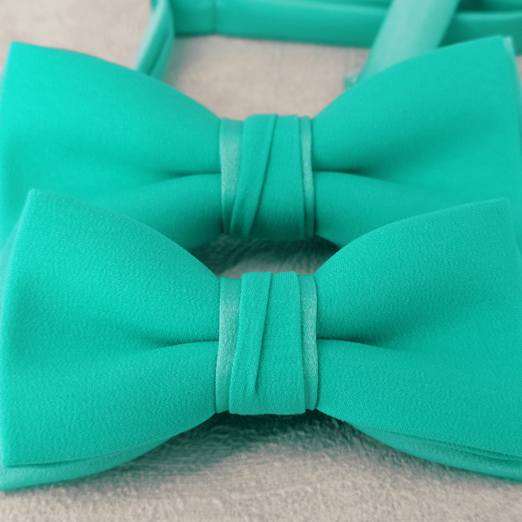 Set 3 papioane Tiffany, satin de mătase, verde turcoaz, IFCJ205002 ...