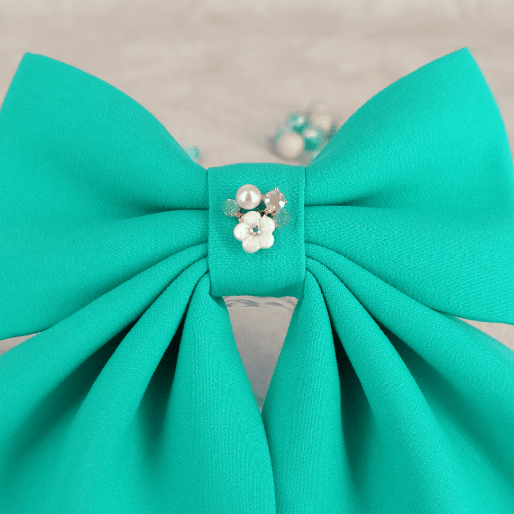 Set 3 papioane Tiffany, satin de mătase, verde turcoaz, IFCJ205002 ...