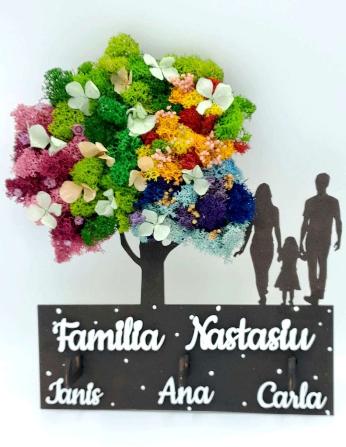 Cuier pentru chei, decorat cu licheni si flori criogenate - FEIS209003 ...