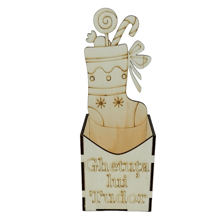 Decoratiune din lemn personalizata, Ghetuta de Mos Nicolae – FEIS212001 ...