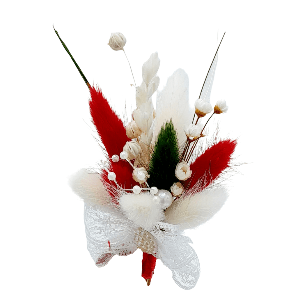 Cocarda din flori naturale uscate, rosu si verde - FEIS301007 - 23h ...