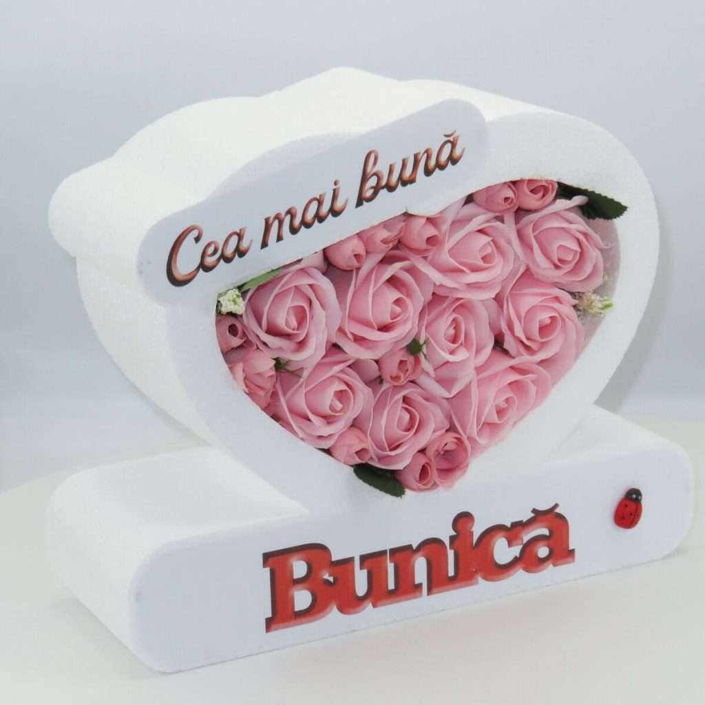 Aranjament cadou Bunica, cu trandafiri roz de sapun - ALIF302034 - 23h ...