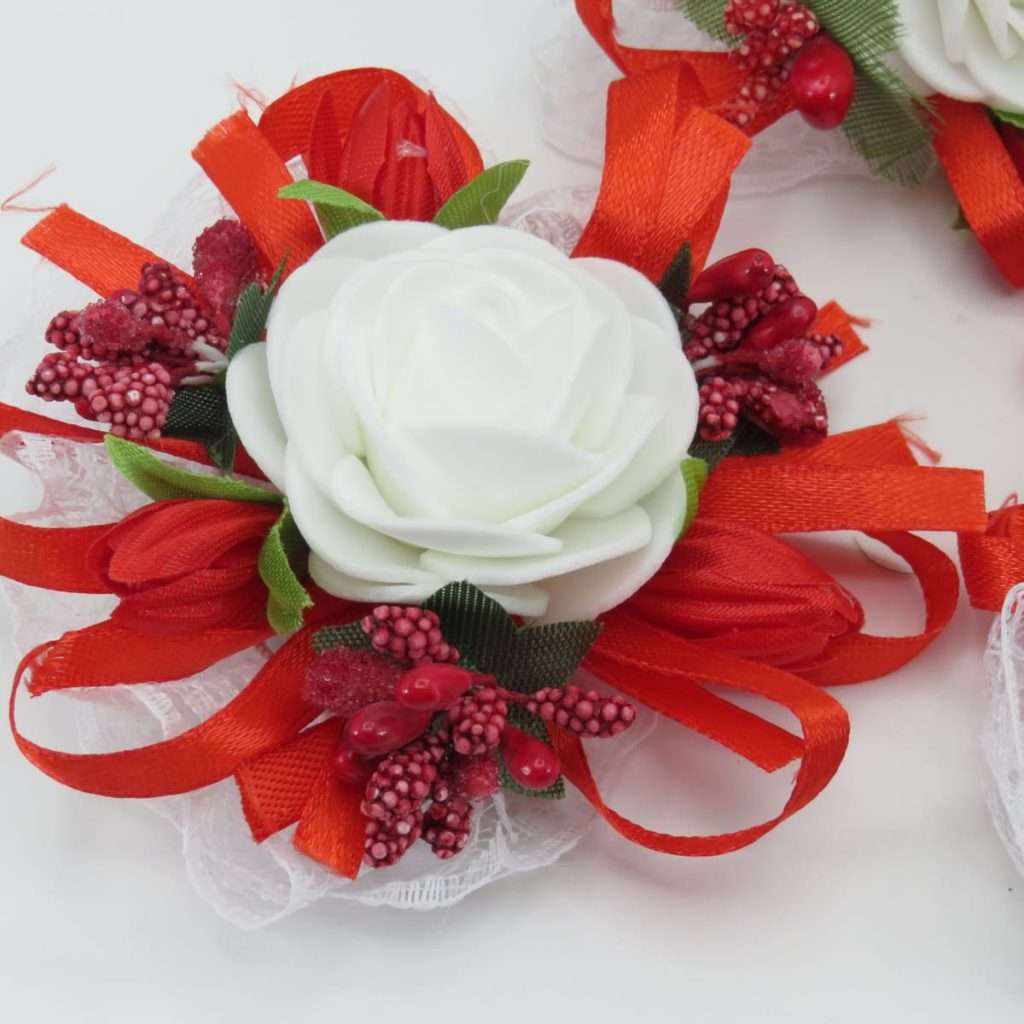 Bratara corsaj domnisoare de onoare, set 3buc, rosu si alb - ILIF303085 ...