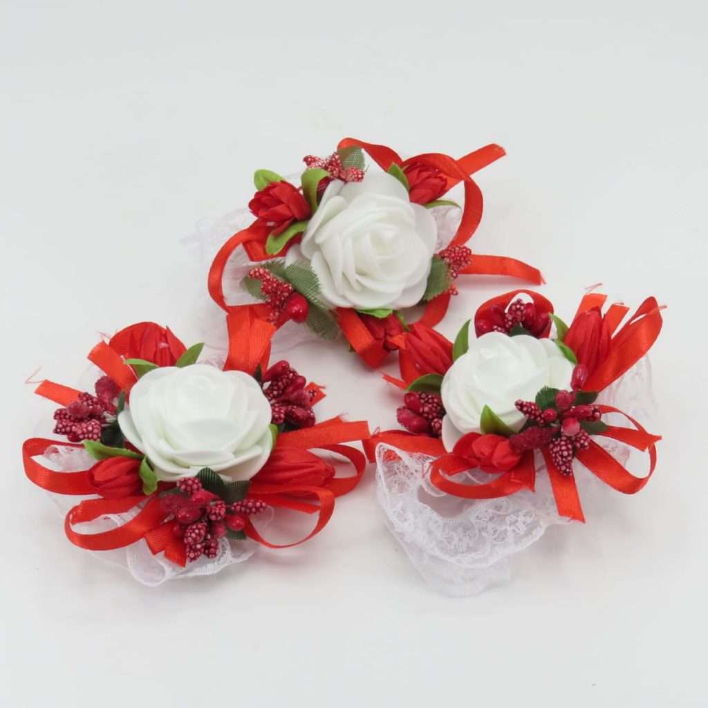 Bratara corsaj domnisoare de onoare, set 3buc, rosu si alb - ILIF303085 ...