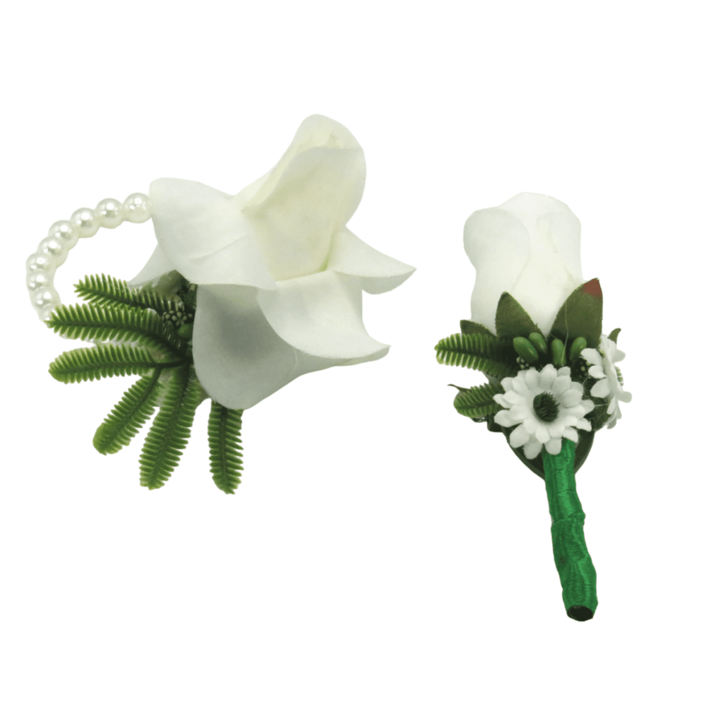 Set Cocarda + Bratara corsaj, verde-alb - ILIF303043 - 23h Events® 🥇