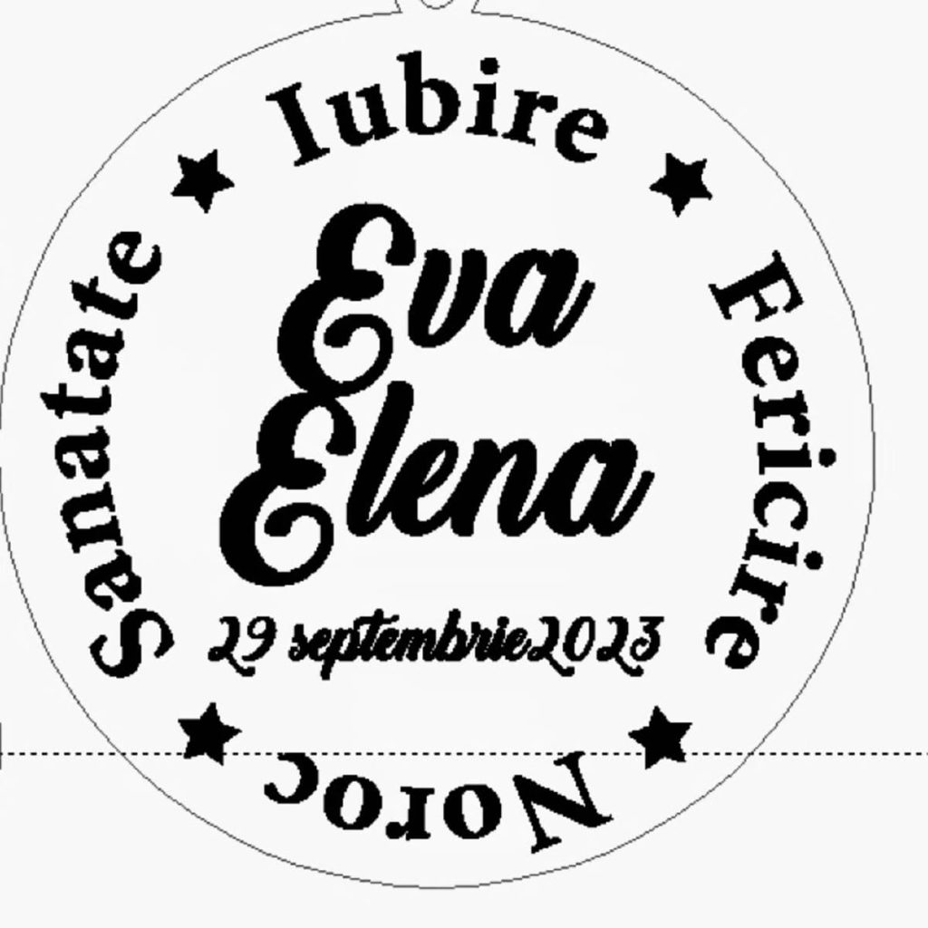 Banut mot din argint 925 cu diametru de 18mm, personalizat cu nume ...