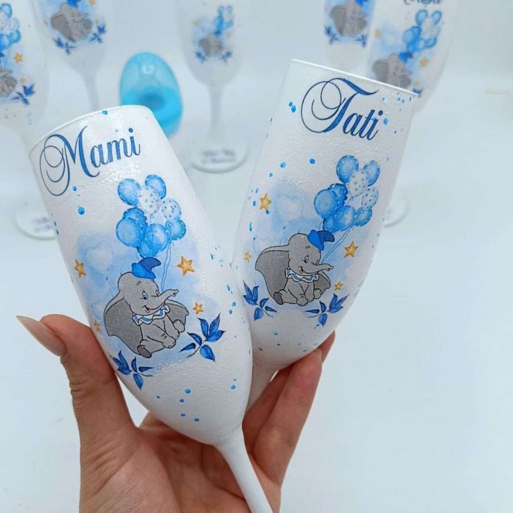 Set 8 pahare botez - Parinti, Nasi, Mosi, Fratior & Biberon, model ...