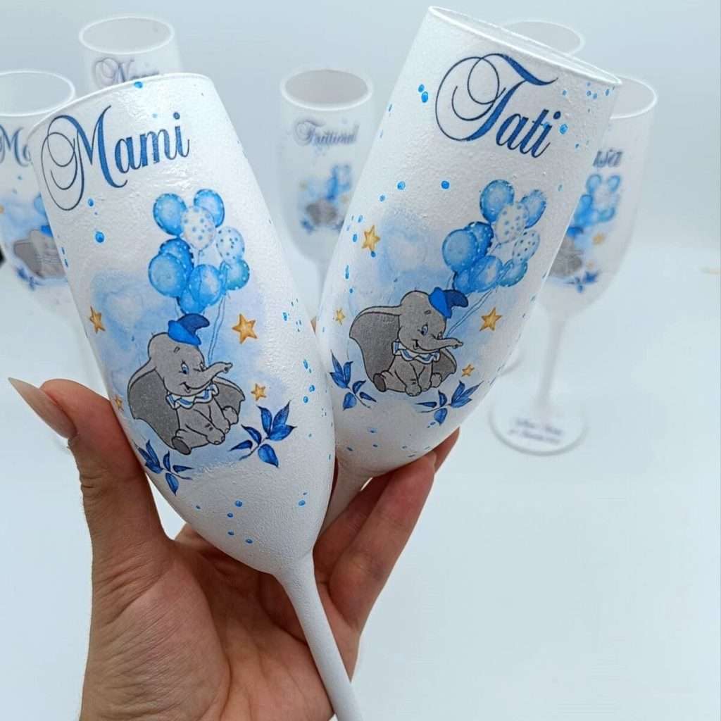 Set 8 pahare botez - Parinti, Nasi, Mosi, Fratior & Biberon, model ...